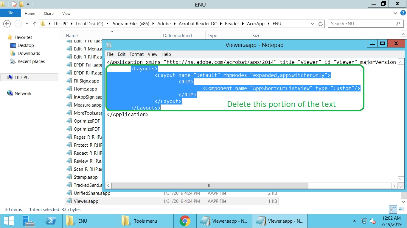 Hide Adobe Acrobat DC 'Tools Pane' and 'Navigation Pane' Permanently